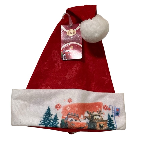 Disney | Accessories | Nwt Disney Cars Youth Christmas Santa Hat ...